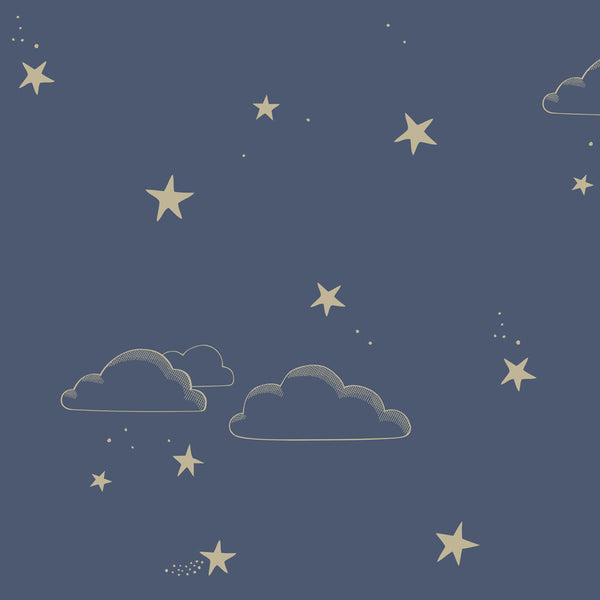Starry Sky Wallpaper - Indigo/Gold – Hibou Design